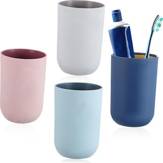 BESPORTBLE 4 St&uuml;ck Teiliges Zahnputzbecher Robustem rutschfeste Trinkbecher mit Ergonomischem Rand Multifunktionale Mundsp&uuml;lbecher f&uuml;r Bad K&uuml;che Wohnmobil Farbli