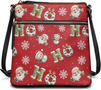 Coloranimal Sac &agrave; bandouli&egrave;re l&eacute;ger en cuir pour femme sur le th&egrave;me de No&euml;l pour t&eacute;l&eacute;phone portable, Ho Santa Claus Flocon de neige