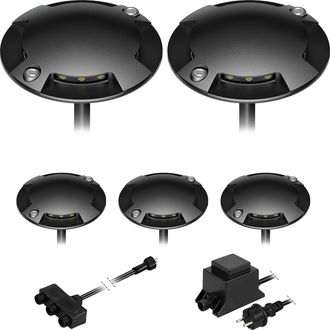 LEDs Com LED Boden-Aufbau-Leuchte Bunda, 4-flammig, für außen, schwarz, befahrbar, kalt-weiß, 5er Set