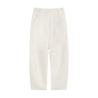 Max Mara Femme, Pantalons, Beige, Taille: 36 FR Pantalon Jambes Barrel en Tissu Enduit