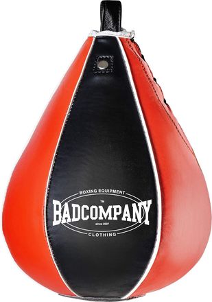 Bad Company Profi PU Boxbirne medium schwarz/rot - PU Speedball im 6 Elementen Design