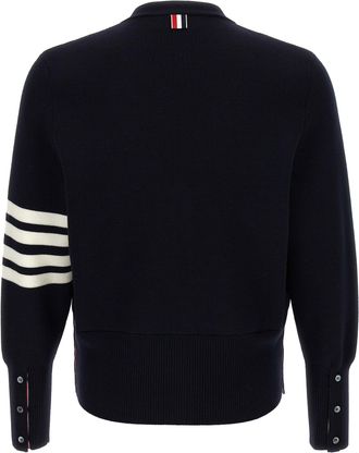 Thom Browne Mens Blue Virgin Wool Cardigan Clothing