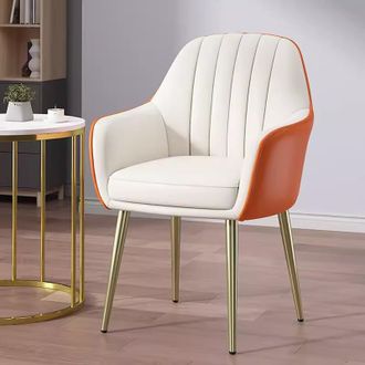 Generic Ergonomischer Schminkstuhl Aus Kunstleder Mit Metallbeinen for Schlafzimmer Oder Wohnzimmer - Orange Und Wei&szlig;(Orange+White)