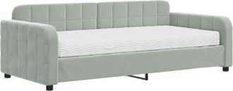 vidaXL Tagesbett mit Matratze Hellgrau 90x190 cm Samt Vidaxl