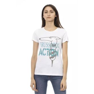 Trussardi Femme, Tops, Blanc, Taille: 38 FR T-shirt blanc imprimé élégant