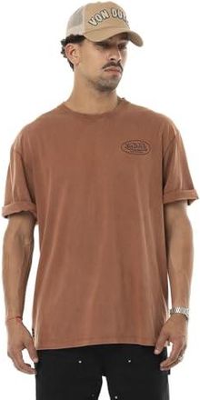 Von Dutch Tee Shirt Homme 100% Coton, T Shirt Homme, Relax fit, Col Rond & Manches Courtes, Marron Taille XL