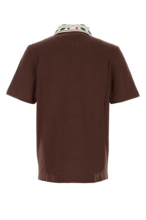 Casablanca Embroidered Logo Organic Cotton Polo Shirt - Brown