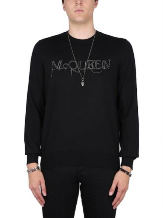 Alexander McQueen Logo-Embroidered Wool Sweater - Black