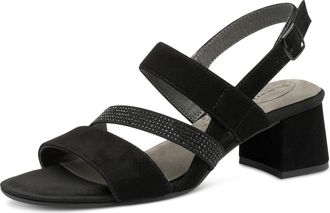Tamaris Comfort Damen Sandalen mit Absatz mit Glitzerdetails Elegant, Schwarz (Black), 39 EU