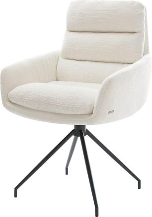 DELIFE Polsterstuhl Abelia-Flex mit Armlehnen Kreuzgestell konisch Schwarz Bouclé Soft Beige