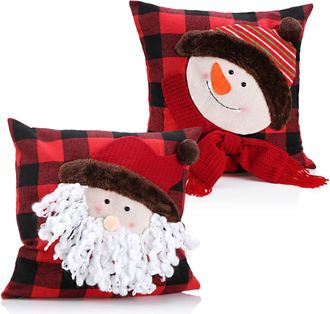 Com-Four 2X Zierkissenbezug 40x40cm - Set Kissenhüllen mit Weihnachtsmotiv - dekorativer Bezug für Dekokissen, Sofakissen und Wurfkissen (2 Stück - Ersatzbezug