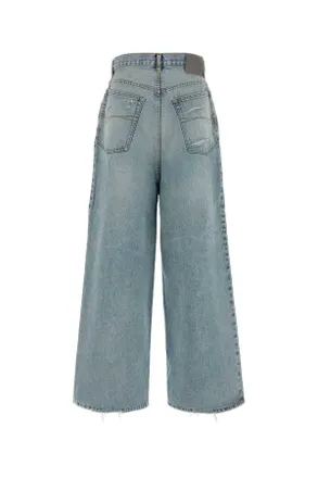 Balenciaga Womens Denim Jeans Bleach Light Bleu Exterior: Cotton