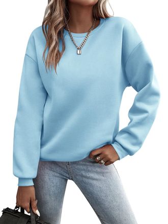 Minetom Pullover Damen Sweatshirt Einfarbige Langarm Rundhals Pulli Herbst Winter Frauen Locker Casual Oberteil Sport Streetwear Sweatshirts ohne Kapuze Langa