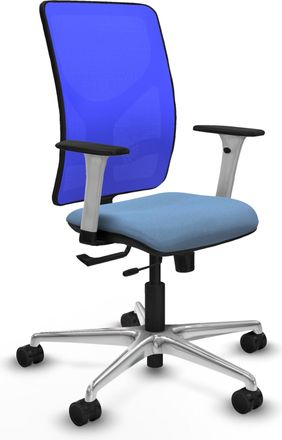 Piqueras y Crespo Gepolsterter Stuhl, mit Armlehnen in Wei&szlig; und Schwarz, h&ouml;henverstellbare Lendenwirbelst&uuml;tze, ausgestattet mit Syncro/Traslack und Schneideschaum, Blau