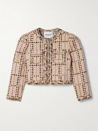 Isabel Marant Christy Steppjacke Aus Bedrucktem Baumwoll-voile Mit Verzierungen - Ecru