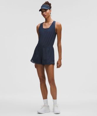 lululemon Hotty Hot Lauf-Romper Spitzenbesatz für Frauen - Größe 2XS in Club Blue
