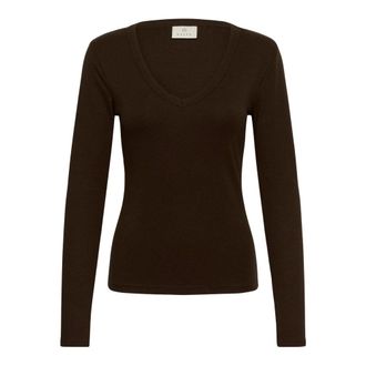 Kaffe Pull Sarla col en V - Femme - Pulls - Brun - Taille: 36 FR