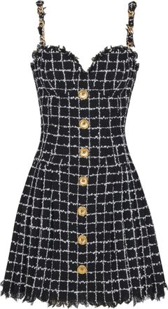 Balmain robe en tweed à bretelles en chaîne - Noir