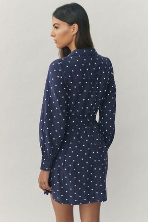 Next Minikleid Lang&auml;rmeliges Mini-Hemdblusenkleid mit Kragen (1-tlg)