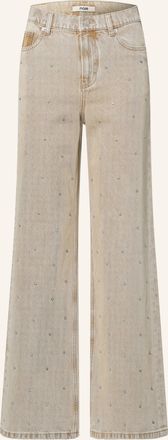 Maje Wide Leg Jeans Mit Schmucksteinen beige