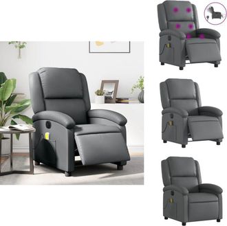 vidaXL Massagesessel Elektrisch Grau Kunstleder - Massage Stuhl - Elektrischer Sessel - Relaxsessel - Fernsehsessel - Bequeme Lounge