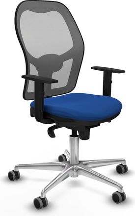 Piqueras y Crespo Computerstuhl mit 1D-Armen, h&ouml;henverstellbare Lendenwirbelst&uuml;tze, mit 5 Positionen und eingespritztem Schaum. 65 mm Rollen, Parkett, Grau/Blau