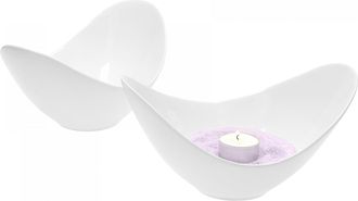 Van Well 2er-Set Obstschale Büfett | Servier-Schalen | Früchte-Korb | 60er-Jahre | edles Porzellan | Tisch-Deko | zum Befüllen | weiß | Gastro