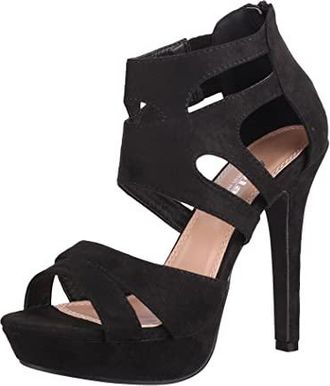 Elara Escarpins Femmes Talons Aiguilles Ouverts chunkyrayan LL85-Schwarz-35