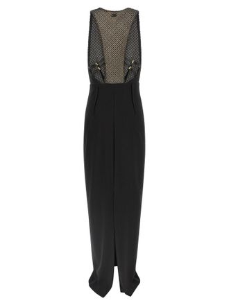 Elisabetta Franchi Crystal-Embroidered Tulle Dress - Black