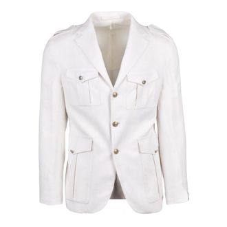 Eleventy Homme, Vestes, Blanc, Taille: S Giacca Military