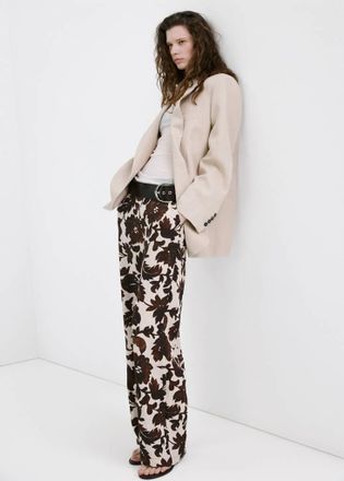 Mango Pantalon imprim&eacute; floral marron - Femme - XXS - MANGO