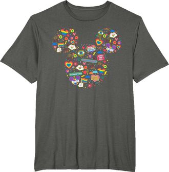 Disney Pride Collection Rainbow Mickey Mouse Icon Doodles T-Shirt