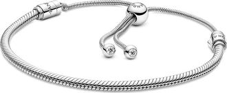Pandora Moments Schiebeverschluss Schlangen-Gliederarmband aus Sterling-Silber, Moments Collection, Größe: 28, 599652C01-2