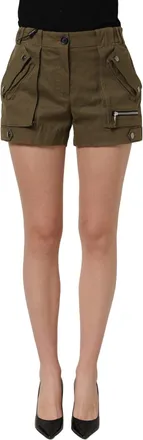 Dolce & Gabbana Womens Green Cotton Mid Rise Cargo Hot Pants Shorts Dark Elastane