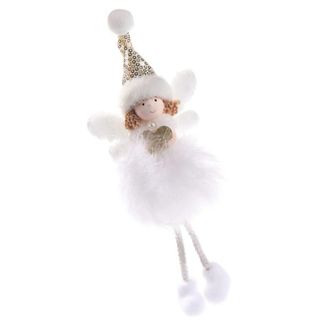 Cabilock Wei&szlig;er Weihnachtsengel Anh&auml;nger Aus Federn Dekorativer Xmas Baumschmuck H&auml;ngende Engels-Puppe Festliche Heimdekoration Familie Und Freunde