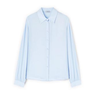 Motivi Cr&ecirc;pe de Chine Hemd mit klassischem Kragen - - Blouses & Shirts - Damen - Blau - S