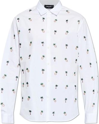 Dsquared2 Homme, Chemises, Blanc, Taille: XL Chemise avec Appliqu&eacute;s
