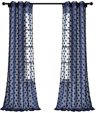 Lush Décor Vorhang, durchsichtig, mit Punkten, 213 x 96,5 cm, Marineblau Navy