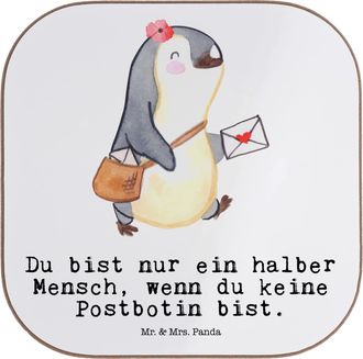 Mr. & Mrs. Panda Flaschenuntersetzer Postbotin Herz - Geschenk, Botschaft, Ausbildung, Briefzustellerin, Untersetzer f&uuml;r Gl&auml;ser, Korkuntersetzer