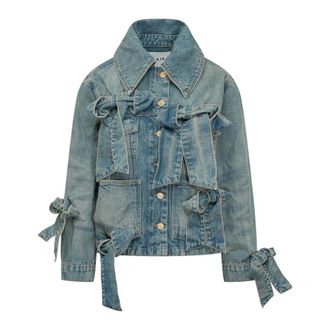 Ganni Femme, Vestes, Bleu, Taille: 38 FR Veste en jean rigide l&eacute;g&egrave;re
