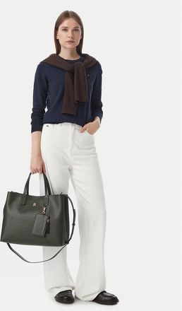 Tommy Hilfiger Handtasche Th Icon Satchel Mono AW0AW18923 Khakifarben
