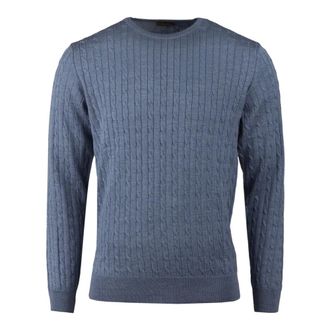 Stenstr&ouml;ms Feinstrickpullover mit Zopfmuster und Rundhalsausschnitt - - Knitwear - Herren - Blau - 3XL