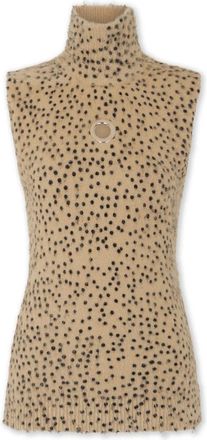 Paco Rabanne Femme, Pulls, Beige, Taille: 38 FR Haut sans manches &agrave; imprim&eacute; animalier