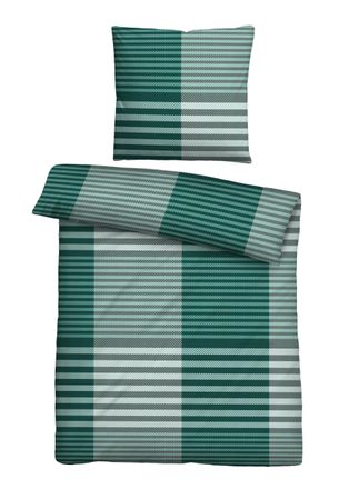 Biberna Feinbiber Bettw&auml;sche 0004106 KARO-Streifen 1x 155x220 cm + 1x 80x80 cm, Salbei