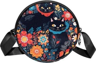 Generic Sac &agrave; bandouli&egrave;re Circle pour femme, lapin noir avec petit sac &agrave; bandouli&egrave;re floral, sac &agrave; dos avec fermeture &eacute;clair, bretelles r&eacute;glables, sac &agrave; main 