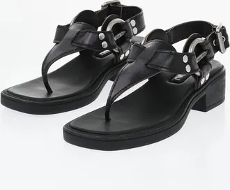 Miu Miu Leather Thong Sandals With 4 Cm Buckle Miu Miu