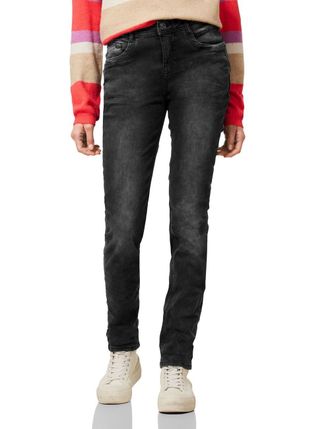 Street One Damen A375885 Jeanshose High Waist, Black Denim Wash, 27W / 32L EU