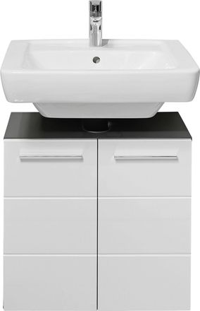 Xora Waschbeckenunterschrank Gloss, Anthrazit, Wei&szlig; Hochglanz, Kunststoff, 1 F&auml;cher, einzeln stellbar, 60x62x31 cm, Made in EU, Zusatzausstattung erh&auml;ltlic