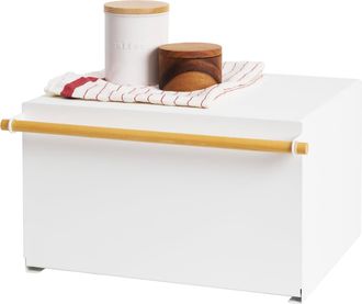 Yamazaki Tableware 4376 Zuhause Brotkasten, Minimalistisches Design, 43 x 36,5 x 24 cm (LxBxH), Stahl/Holz, 10 kilograms, weiß