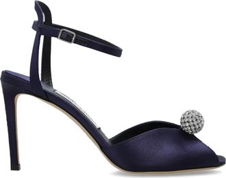 Jimmy Choo London Femme, Chaussures, Bleu, Taille: 37 1/2 EU Sandales &agrave; talons Sacora 85 en satin